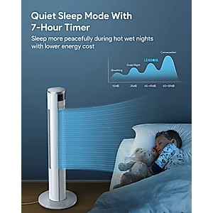 Tower Fan, Oscillating Tower Fan with Remote, 3 Modes, 3 Speeds, and 7-Hour Timer, Portable Space-Saving Bladeless Fan for Bedroom and Home Office 36”