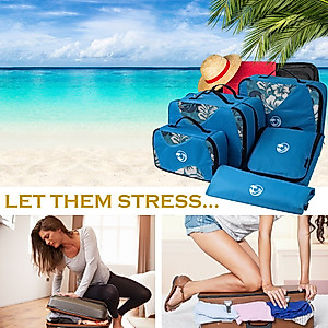 YOLLIT Pura Belleza Packing Cubes! 4 Ultralight and Durable Travel Bags + Laundry Bag + Complimentary Toiletry Bag. Keeps Luggage and Closet Organized. The #1 Packing Cube