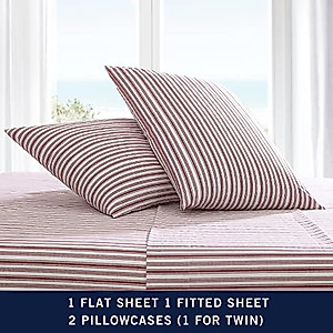 Nautica - Percale Collection - Bed Sheet Set - 100% Cotton, Crisp & Cool, Lightweight & Moisture-Wicking Bedding, 4 pieces, King, Coleridge Red