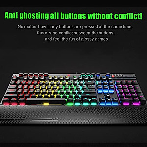 Mechanical Gaming Keyboard,RGB Backlit Gaming Keyboard,Wired Waterproof Macro Programming Keyboard,Blue Switch,Computer Laptop Desktop Keyboard with Wrist Pad