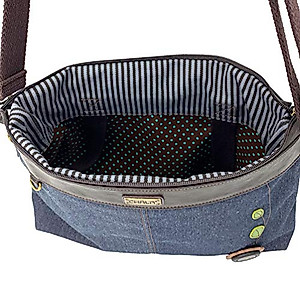 CHALA Denim Convertible Stripe Work Tote in Navy Blue