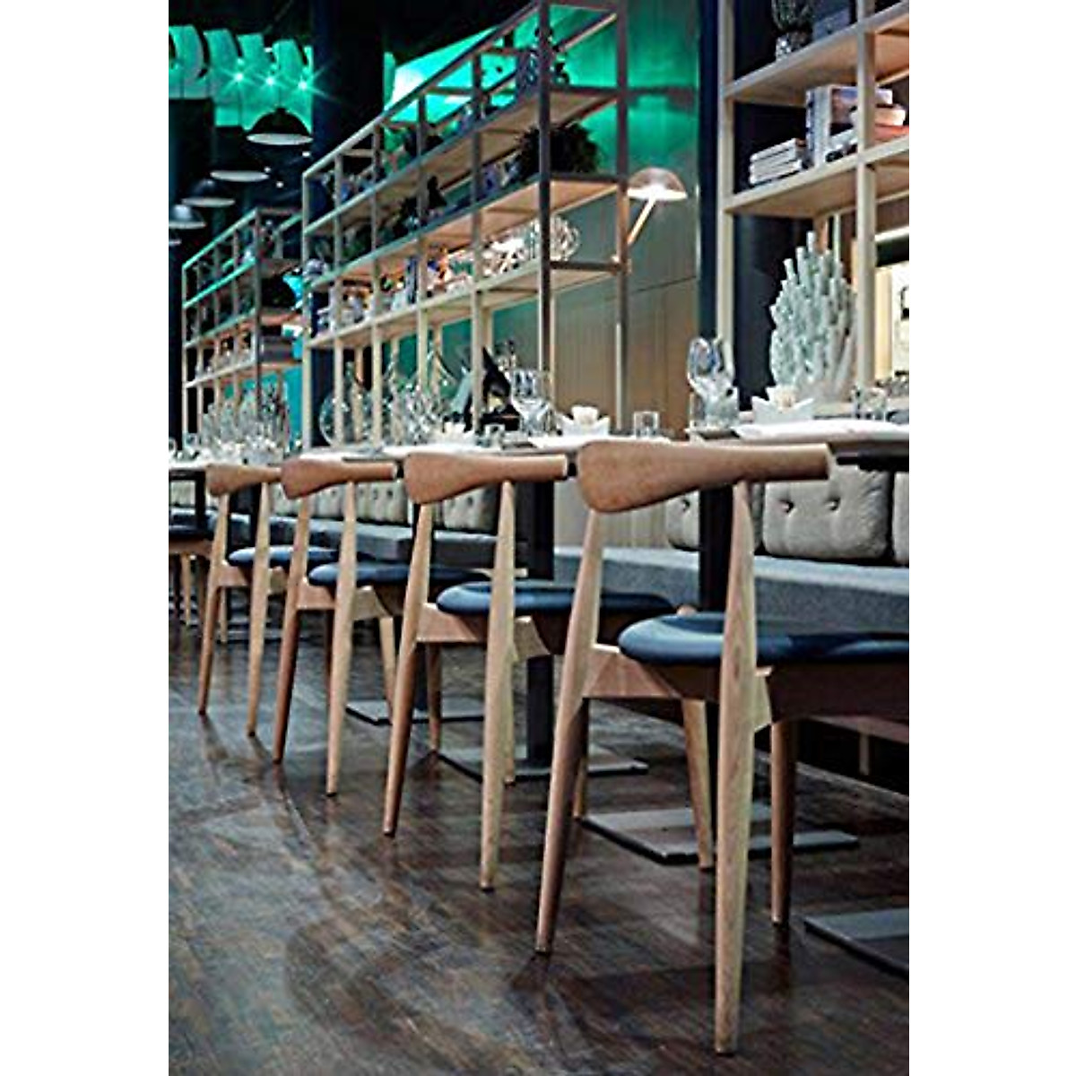 2xhome Set of 2 Contemporary Farmhouse Real Solid Wood Cushion Seat Dining Chairs Elbow Side Chair (Natural)