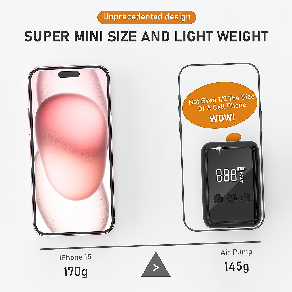 Tiiletzote Bike Pump Portable Air Compressor, 130 PSI Mini Bike Tire Pump with Gauge, Bicycle Inflator Pump Fits Presta & Schrader Valve, Electric Pump Auto Shut-Off, Small Air Pump Ball Motorcycle