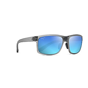 Maui Jim Pokowai Arch W/Patented Polarizedplus2 Lenses Rectangular Sunglasses Pure Collection Polarized, Translucent Matte Grey/Blue Hawaii, Medium