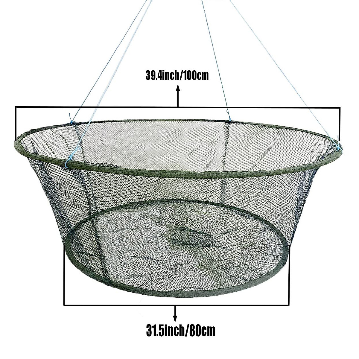 Foldable Fishing net Hand cast net, Shrimp net Crab net Fishing net Crayfish Hand cast cage (Top: 39.4in/Bottom:31.5in)