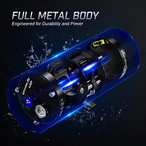 Piscifun Chaos XS Baitcasting Fishing Reel, Reinforced Metal Body Round Baitcaster Reel, Smooth Powerful Saltwater Inshore Surf Trolling Reel, Conventional Reel for Catfish (40 Left Handed)