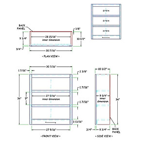 Concepts In Wood Midas Three Shelf Bookcase 36" H Medium Oak Finish