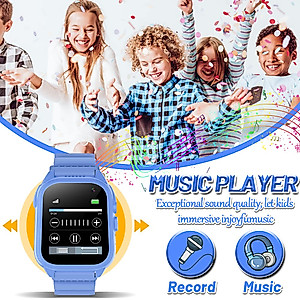 Kids Waterproof Smart Watch Girls Boys with 26 Puzzle Game 1.44" HD Touchscreen Pedometer Video Music Player Alarm Clock Flashlight Parental Control Child Learning Toys for Age 3-12