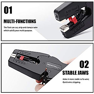 Yangoutool Automatic Wire Stripper and Cutter 2 in 1 Auto Distance Positioning Stripping Tool for Electrician Unversal Handheld Electric Wiring Quick Cable Cutter AWG 7-32 0.25-0.75 Inches