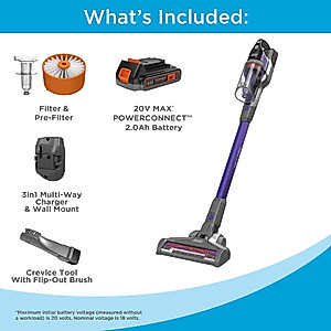 BLACK+DECKER Powerseries Extreme Cordless Stick Vacuum Cleaner for Pets, Purple (BSV2020P)