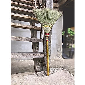 Handmade Whisk Sweeping Broom 39 Inch- Asian Straw Soft Broom for Indoor or Outdoor Sweeping, Wedding, Decorative Broom - Natural Whisk Sweeping Hand Handle Broom