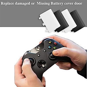 4 Pack Replacement Battery Cover Door Compatible with Xbox One, One S, One X Controller, Battery Back Shell Repair Part Compatible with Xbox Wireless Controller (Black, White)