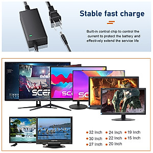 SoulBay 12V Power Cord for Sceptre Monitor, DC in 12V 5A AC Adapter for Sceptre 19" 20" 22" 24" 25" 27" 30" 32" Series LCD LED Monitor TV AD48ACM120400 Charger Replacement Power Supply, UL Listed