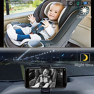 Baby Car Mirror, WIFI Wireless Baby Car Camera, Baby mirror for car, HD 1280P Camera Rear Facing Car Seat Mirrors, Safety Car Seat Mirror for Rear Facing Toddler Infant Child with Night Vision - Black