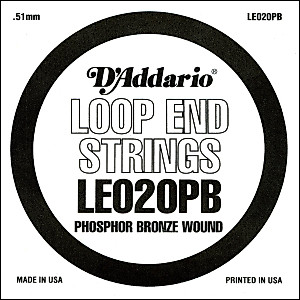 D'Addario LE020PB Phosphor Bronze Loop End Single String, 020