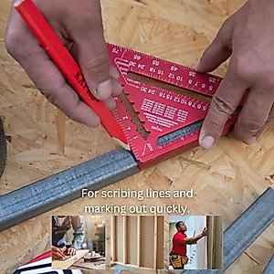 Kapro - 446 High Definition Anodized Rafter Square - Resists Wear and Corrosion - Features Conversion Table and Protractor - Lightweight & Compact Profile - 7 Inch