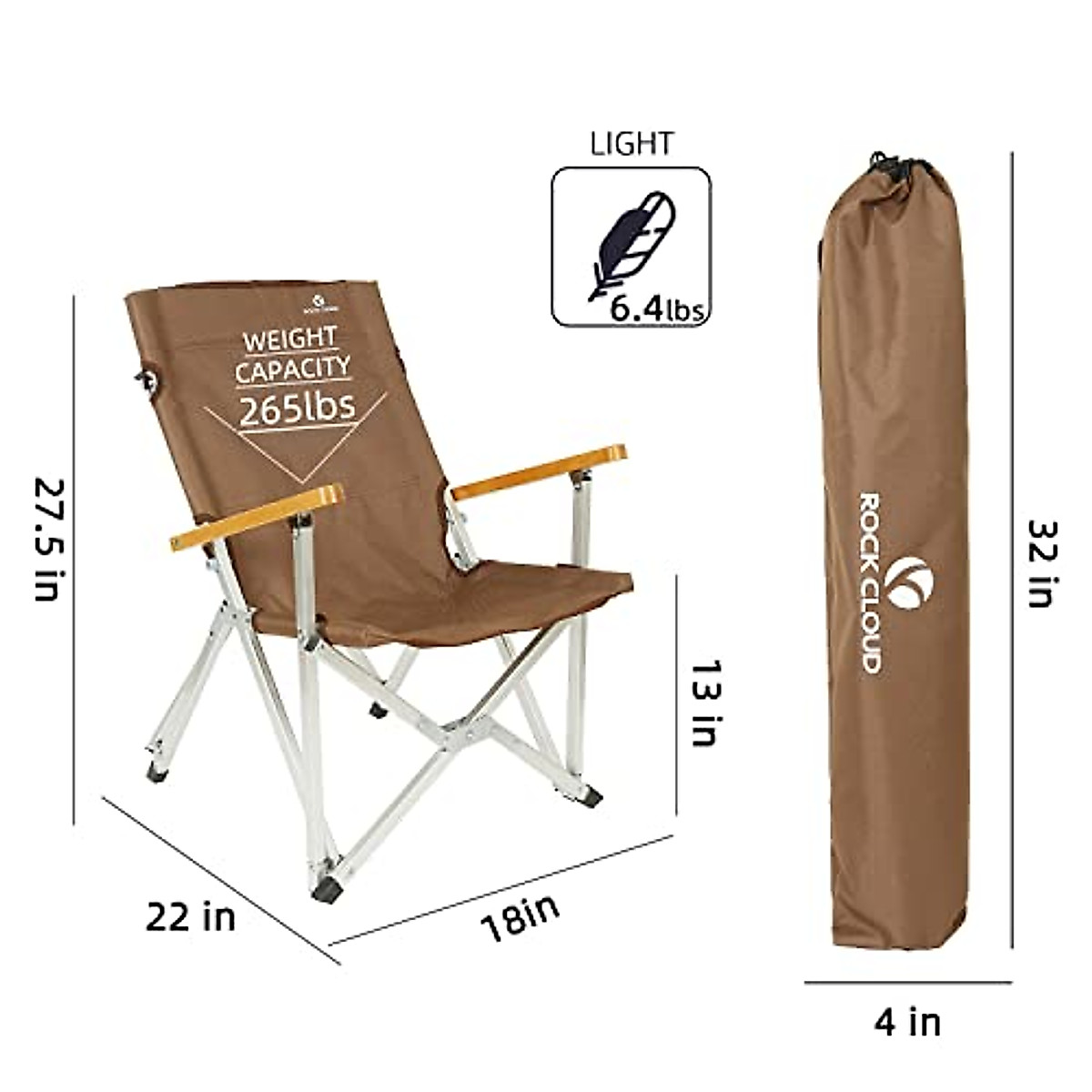 ROCK CLOUD Portable Folding Camping Chair for Camp Lawn Beach Hiking Sports Hunting