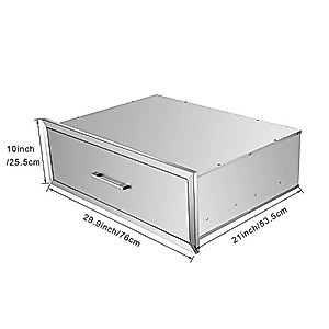 TELAM Outdoor Kitchen Drawer W30 X D20 X H10 Inches Stainless Steel One Huge Drawers for BBQ and Outdoor Kitchen