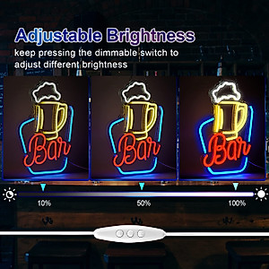 FITNATE Neon Bar Sign, Beer Neon Sign for Wall Decor, Brightness Adjustable LED Neon Light Sign USB Powered Decorative Bar Sign for Home Bar Wall Party Decor
