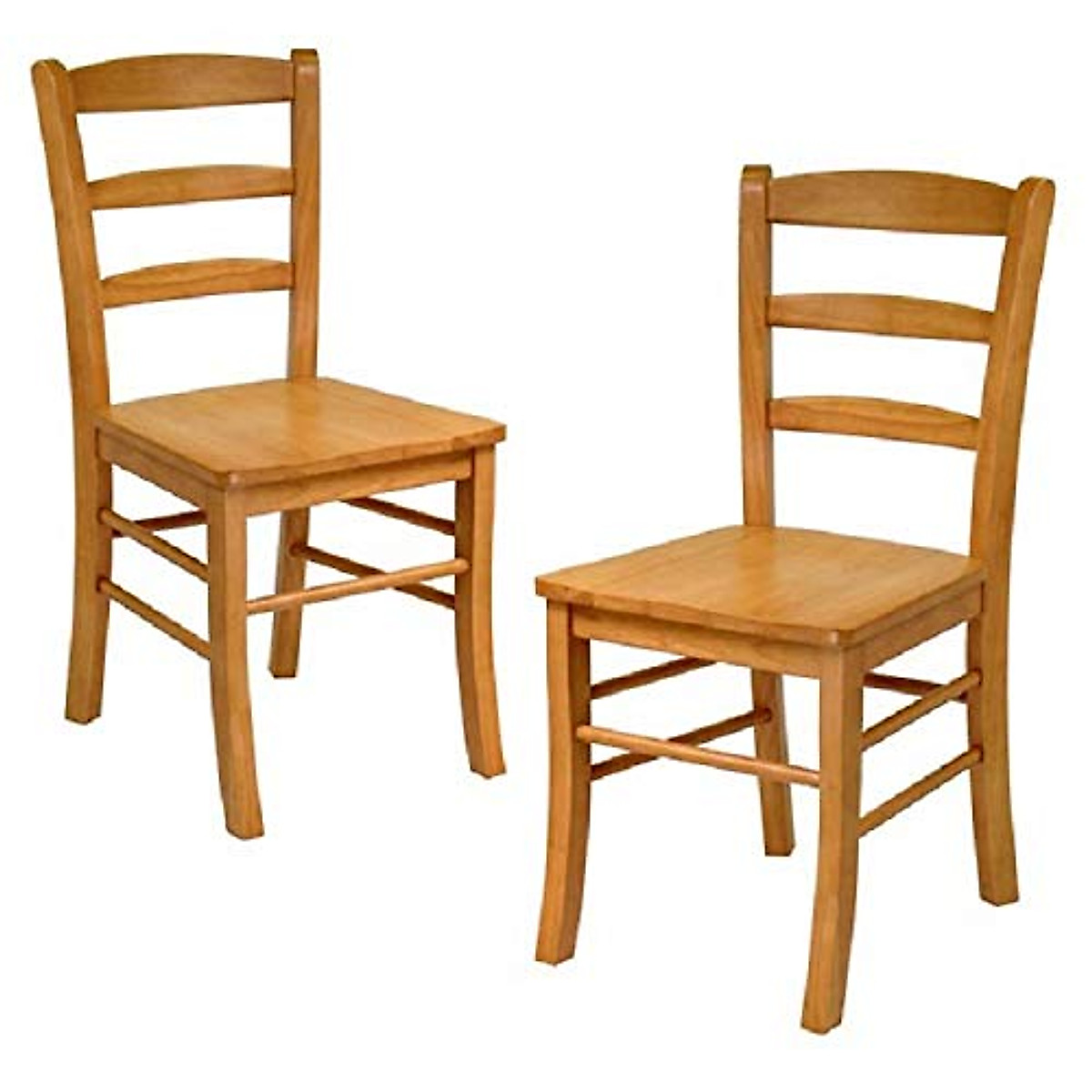 Contemporary Home Living Set of 2 Light Oak Beige Dining Chairs with Ladder Backrest, 34.50