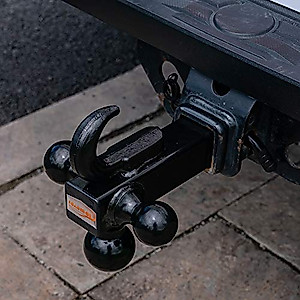 Towever 84181P Class 3/4 Trailer Hitch Tri Ball Mount with Hook (Black, Hollow Shank), for Pickup Truck Hitch Receiver Pin and Clip Included