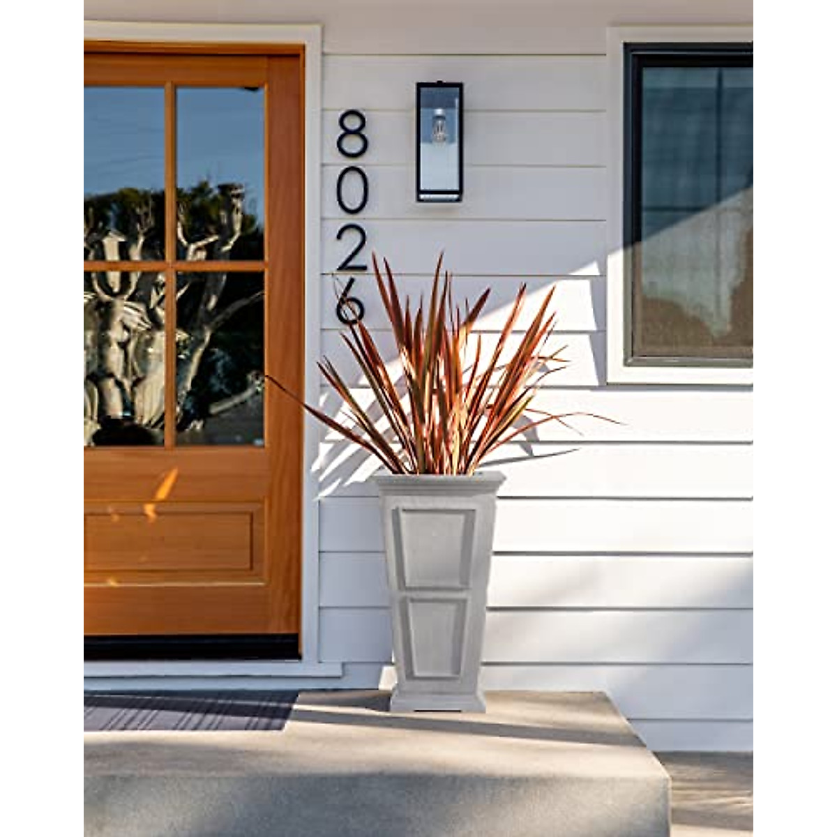 Veradek Brixton Series Tall Plastic Planter - Large Outdoor Planter for Front Porch | Crack Resistant All-Weather Use | Classic Estate Design for Tall Plants, Flowers, Trees