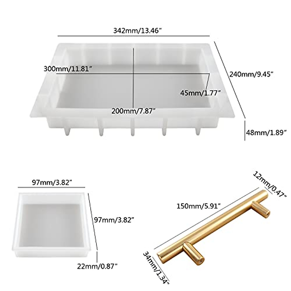 AOOOWER Resin Mold Coaster Tray Silicone Mold Table Decoration DIY Epoxy Crafts