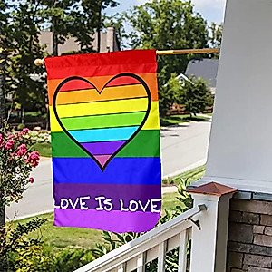 Love Is Love Rainbow Pride Garden Flags Vertical Double Sided Holiday Rainbow Flag Love Is Love Garden Flag Outside Decor For Home Yard Farmhouse 12×18 Inch