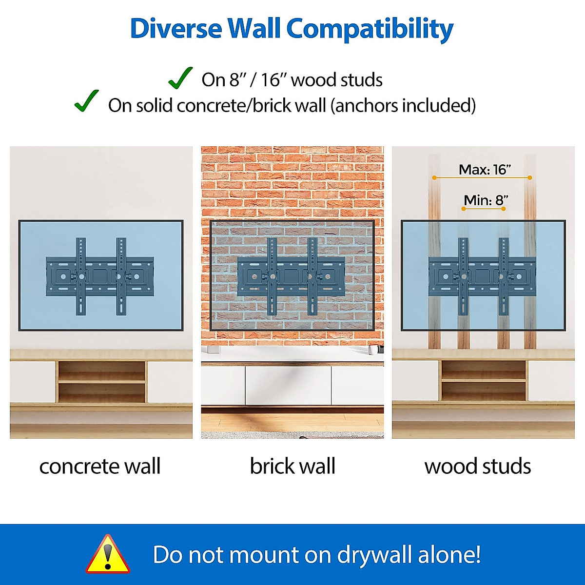 GLWIXY Tilt TV Wall Mount Bracket for Most 32-68 Inch TVs,Universal TV Mount Max VESA 400 x 400mm with Loading Capacity 132lbs, 40 42 43 50 55 58 60 Incn Low Profile Flat Wall Mount TV Bracket