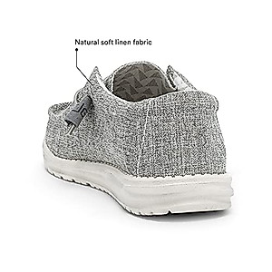 Hey Dude Men's Wally Linen Iron Size 9 | Men’s Shoes | Men’s Lace Up Loafers | Comfortable & Light-Weight