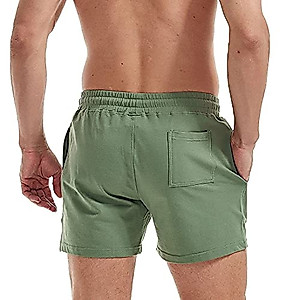 AIMPACT Mens Gym Sweat Shorts 5 inch Athletic Workout Shorts with Pockets (Green M)