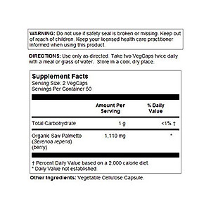 SOLARAY Saw Palmetto Berry 555mg | Healthy Prostate Support from Fatty Acids & Plant Sterols | Non-GMO, Vegan & Lab Verified | 100 VegCaps