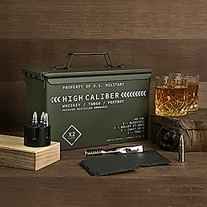 Titan LSO Whiskey Glasses and Whiskey Stones in Unique Tactical Box Display | Ideal Groomsmen Gifts Whiskey Gifts for Men | Bourbon Whiskey Cocktail Glasses, Coasters and Tongs… (with Whiskey Stones)