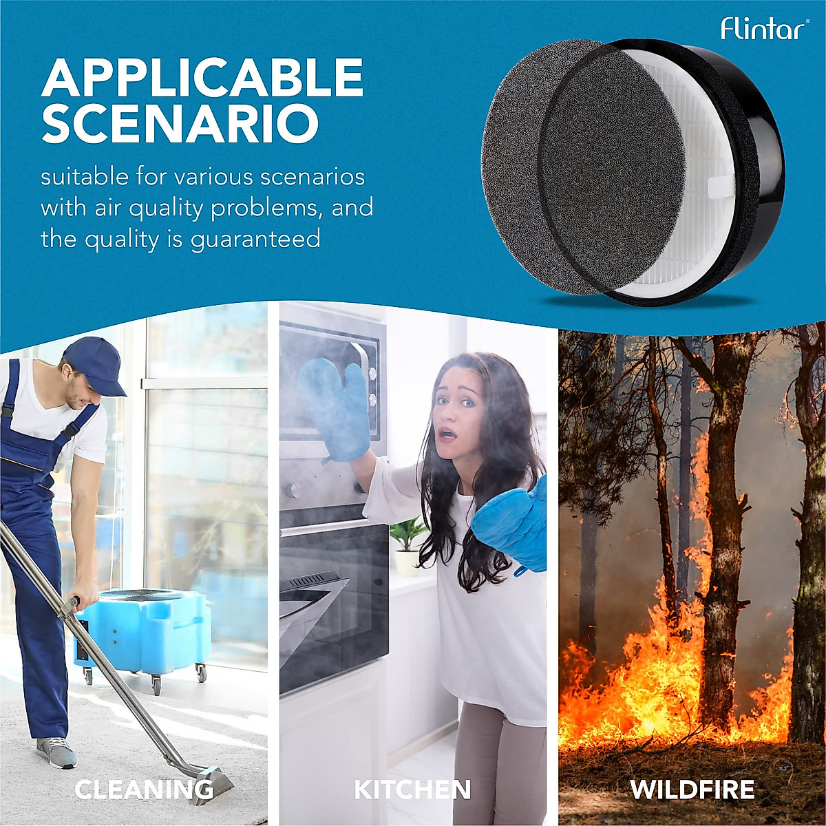 Flintar H13 True HEPA Replacement Filter, Compatible with LV-H132 Air Purifier, Part # LV-H132-RF, 2-Pack