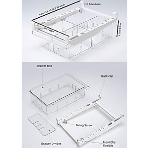 YekouMax Fridge Drawer Organizer, Refrigerator Organizer Bins, Pull Out with Handle, Fridge Shelf Holder Storage Box, Clear Container for Food,Drinks,Fit for Fridge Shelf Under 0.6" (2 Pack Medium)