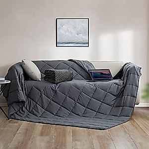 WENERSI Weighted Blanket with Duvet Cover,Cooling Weighted Blanket for Adults/Kids,Heavy Blanket with Machine Washable Soft Microfiber Cover(Dark Grey,60''x80'' 25lbs)