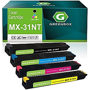 GREENBOX Compatible MX-31NT High Yield Toner Cartridge Replacement for Sharp MX-31NT MX-31NTBA MX-31NTCA MX-31NTMA MX-31NTYA for Sharp MX-2600N 3100N 4100N 4101N 5000N 5001N Printer (4 Pack)