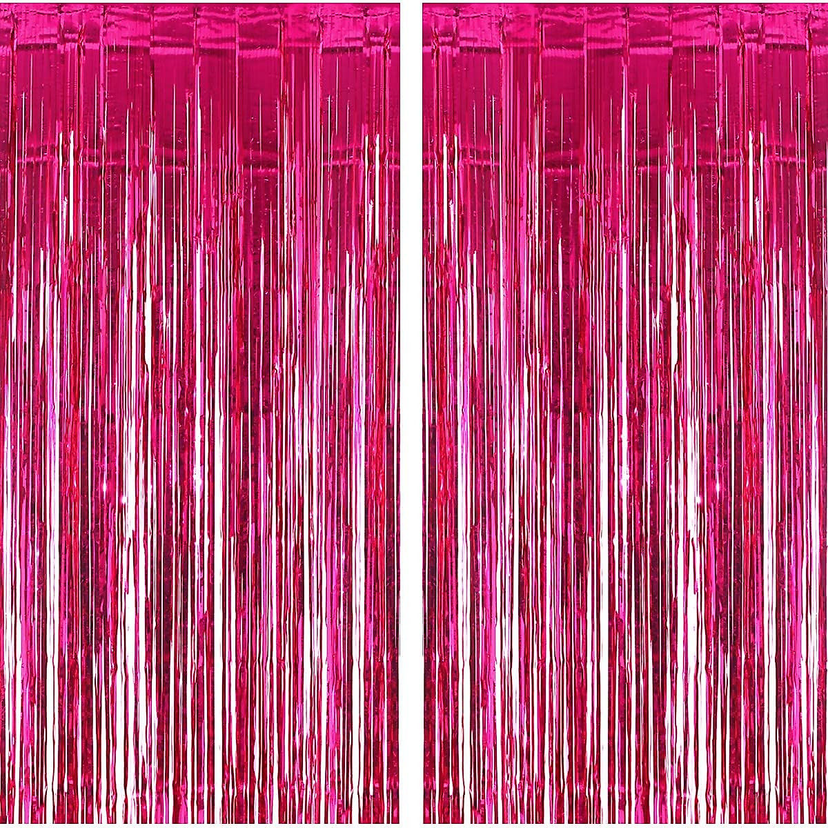 2 Pack 3ft X 9.8ft Pink Fringe Tinsel Backdrop for Birthday Party Foil Fringe Curtain Party Streamers for Party Decorations