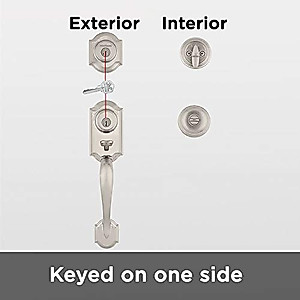 Kwikset 95530-018 Montara Single Cylinder Handleset w/Juno Knob featuring SmartKey in Satin Nickel