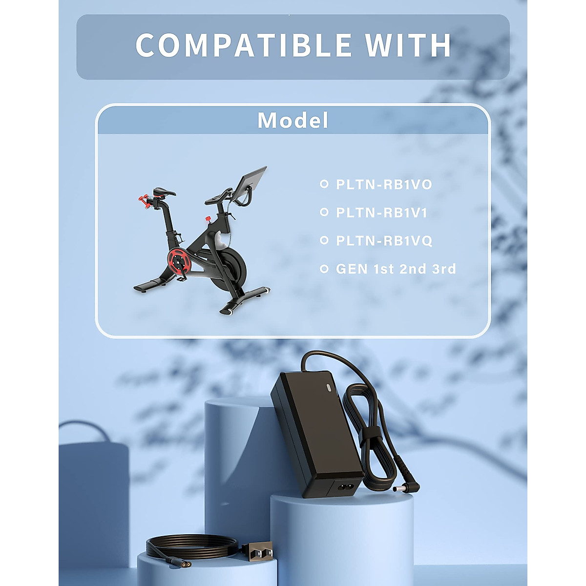 VHBW Compatible with Peloton Power Cord Replacement for Peloton Bike Power Cord Replacement Charger Cord 12V 4.17A Exercise Bike Model: PLTN-RB1VO PLTN-RB1V1 PLTN-RB1VQ (NOT for Bike Plus)