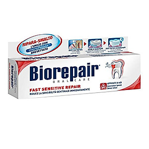 Biorepair: "Fast Sensitive Repair" Toothpaste with microRepair, New Formula - 2.5 Fluid Ounce (75ml) Tube [ Italian Import ]