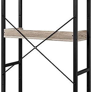Topeakmart Bathroom Organizer,3-Tier Over The Toilet Storage Wooden Freestanding Bathroom Toilet Space Saving Rack with Metal Frame, 25" L x 10" W x 65" H, Easy Assembly, Gray