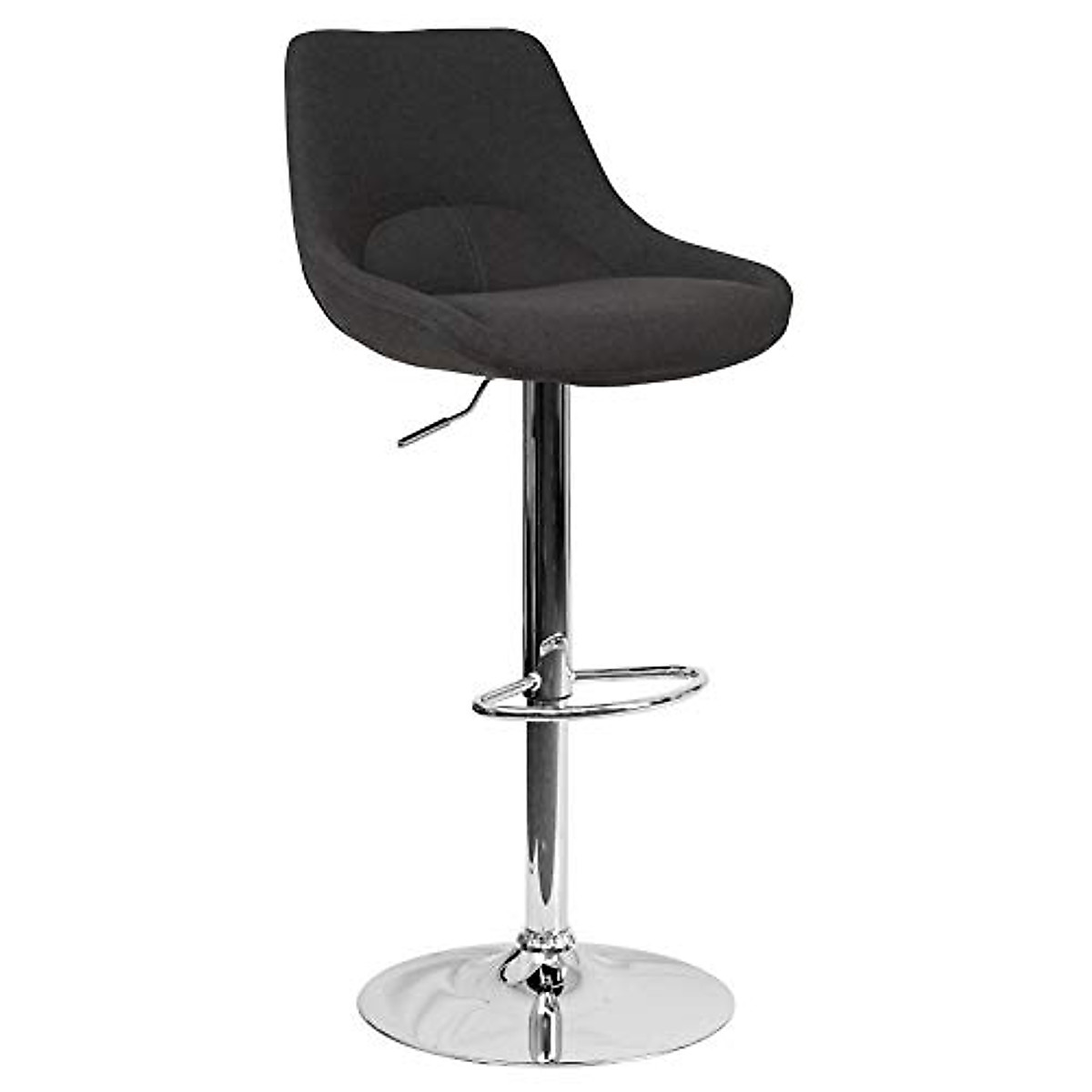 Flash Furniture Elijah Contemporary Black Fabric Adjustable Height Barstool with Chrome Base