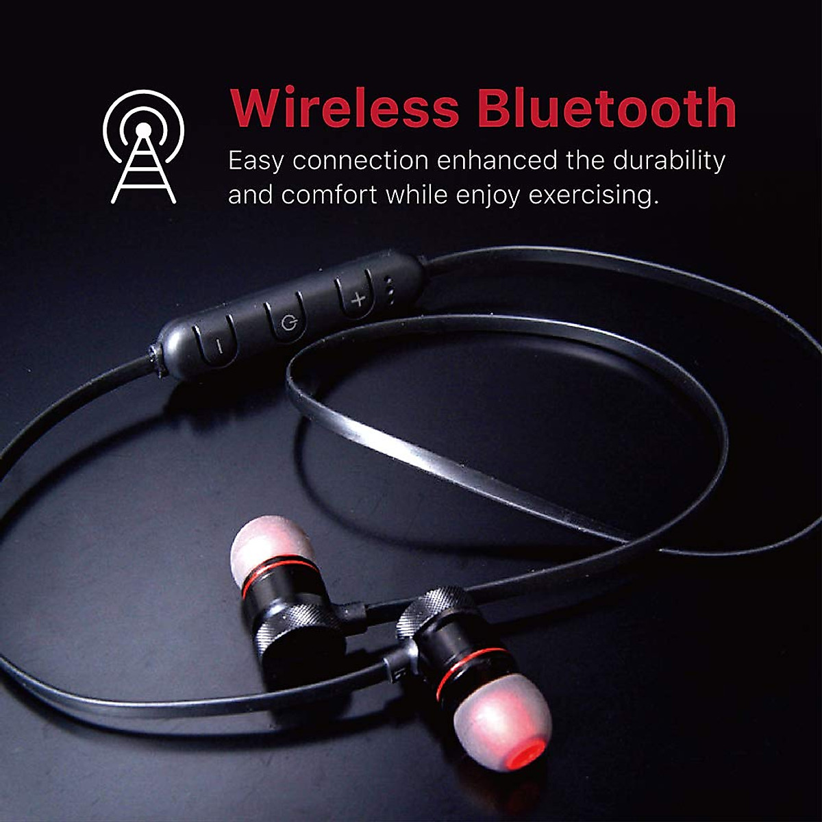 Gigastone Wireless Headphones with Mic, HiFi Stereo Bluetooth 4.2, Magnetic Earbuds Noise Reduction, Light Weight Sweatproof, 3 Size Comfortable Eargel, Compatible with Apple iPhone Samsung LG Android