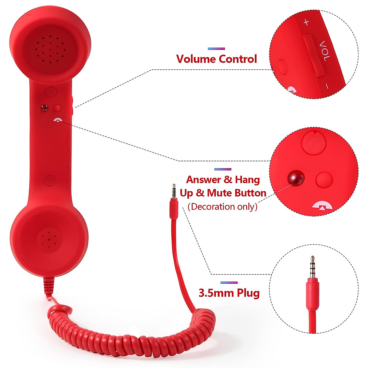 LAHELA Retro Phone Handset/Handset for Mobile/Radiation-Proof Handset Receivers/Retro Phone Receiver/Phone Receiver for Cell Phone (Black)