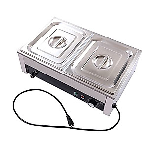 BANLICALI 2-Pan Chafing Dish, 1500W Stainless Steel Electric Chafing Dish Buffet Set, Commercial Chafers Catering Buffet Servers with Lid, Tray & Steam Warmers for Homes Restaurants Silver 110V