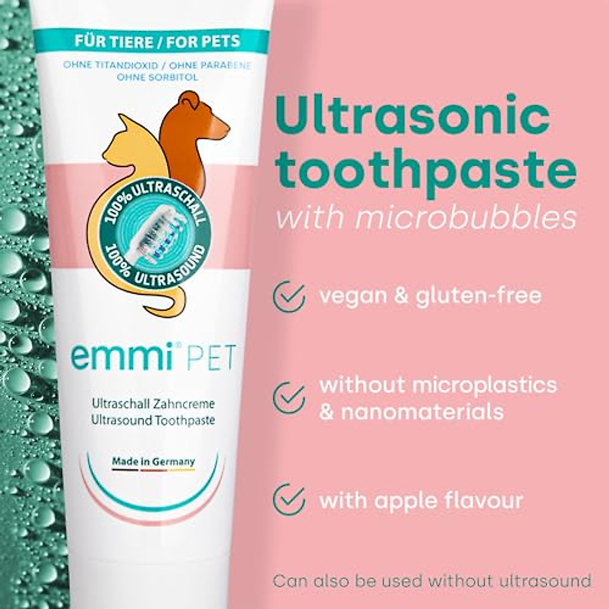 Emmi-pet Ultrasonic Toothpaste with Nano-Bubbles (new extra mild formulation, vegan, paraben free)