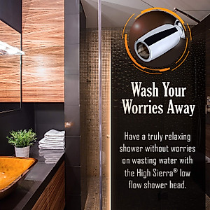 High Sierra's All Metal 2.0 GPM High Efficiency Low Flow Showerhead with Trickle Valve. Available in: Chrome, Brushed Nickel, Oil Rubbed Bronze, Polished Brass, or Matte Black