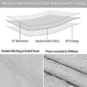 Boat Cover, MAROUTE 600D Waterproof Trailerable Marine Grade Polyster Canvas Fits V-Hull, Tri-Hull Fishing Boat, Runabout, SKi Boat, Bass Boat, up to (Length 17ft-19ft Beam Width Up to 96")