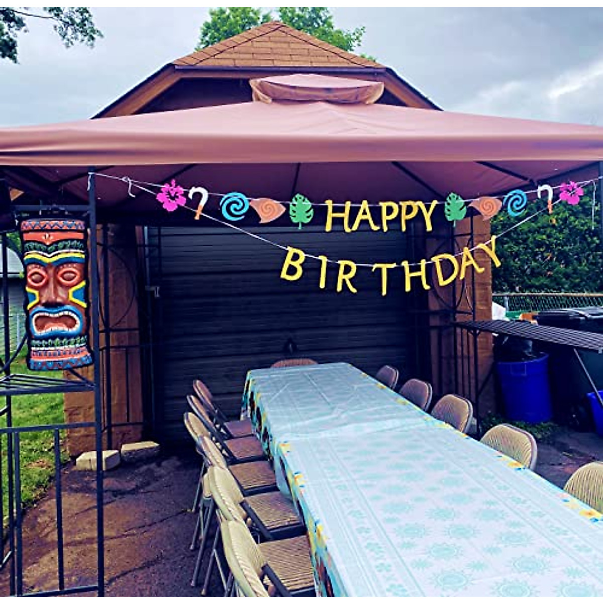 JeVenis Glittery Moana Birthday Banner Moana Cake Topper Moana Birthday Party Decoration Hawaiian Birthday for Tropical Luau Summer Party